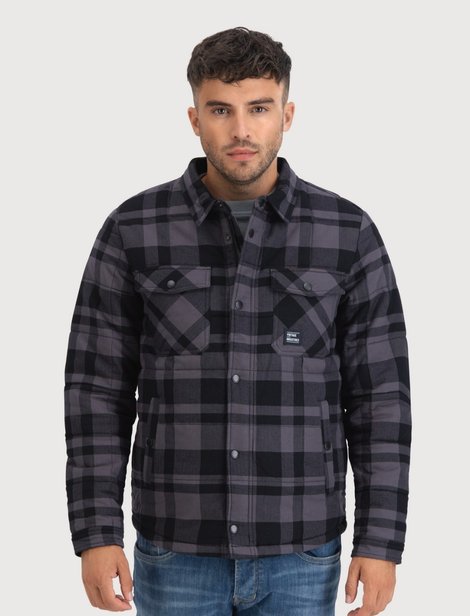 Vintage Ind. Lumberjacket 3545-Grey check | Streetbeat.fi & isotkoot.com